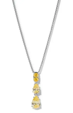 Nadri Crystal Pendant Y-necklace - Yellow/rhodium