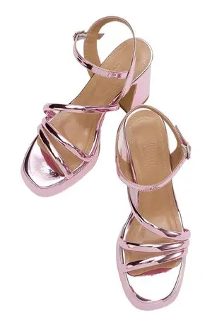 PROLOGUE SHOES Heas Platform Sandal - Pink Faux Leather