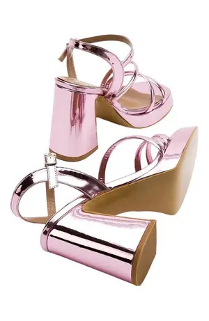PROLOGUE SHOES Heas Platform Sandal - Pink Faux Leather