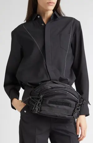 早い者勝ち　sacai belt bag Hike Tech Bum 25SS Sacai Tech Canvas Belt Bag In Black - 50% Off | Editorialist