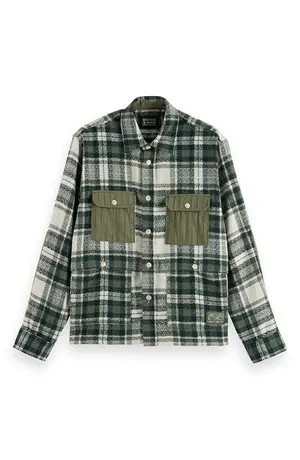 Scotch & Soda Plaid Patchwork Regular Fit Button-up Shirt