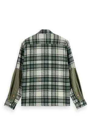 Scotch & Soda Plaid Patchwork Regular Fit Button-up Shirt