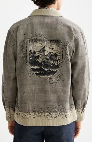 Scotch & Soda Map Graphic Snap-up Overshirt