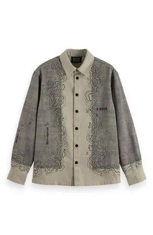 Scotch & Soda Map Graphic Snap-up Overshirt