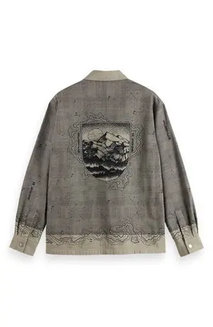 Scotch & Soda Map Graphic Snap-up Overshirt