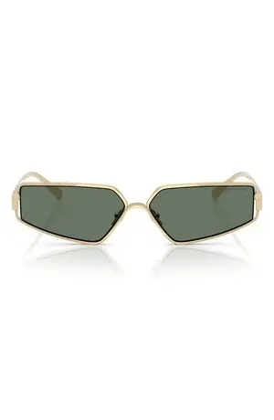 Tiffany & Co. 60mm Irregular Rectangular Sunglasses - Pale Gold Plated /dark Green