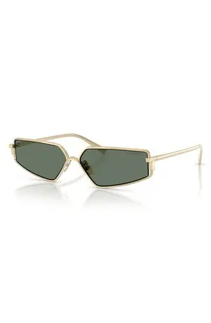 Tiffany & Co. 60mm Irregular Rectangular Sunglasses - Pale Gold Plated /dark Green