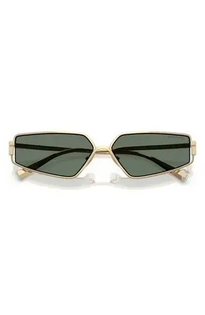 Tiffany & Co. 60mm Irregular Rectangular Sunglasses - Pale Gold Plated /dark Green