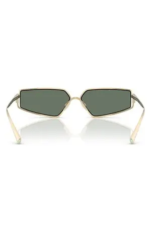 Tiffany & Co. 60mm Irregular Rectangular Sunglasses - Pale Gold Plated /dark Green