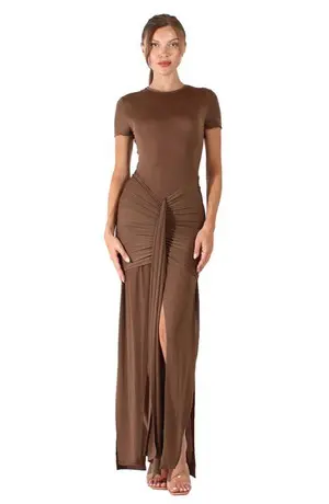 MOTHER OF ALL Viola T-shirt Maxi Dress - Brown