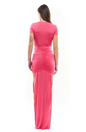 MOTHER OF ALL Viola T-shirt Maxi Dress - Fushia
