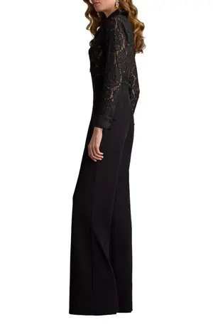 Tadashi Shoji Cotton Blend Lace & Crepe Jumpsuit