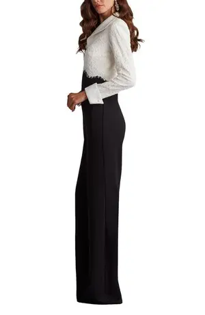 Tadashi Shoji Cotton Blend Lace & Crepe Jumpsuit