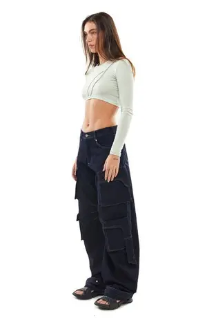 MOTHER OF ALL Pepper Crop Top - Turquoise