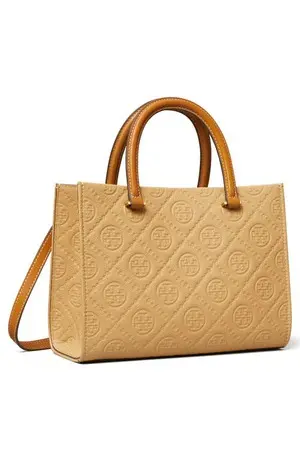 Tory Burch T Monogram Pebble Leather Square Tote