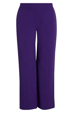 TAHARI ASL Wide Leg Flat-front Trousers - Regal Purple