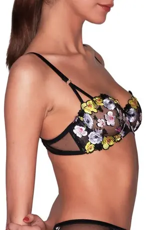 FLEUR DU MAL Eden Balconette Bra - Black