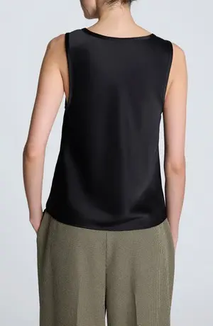 KENNETH COLE Satin Scoop Neck Tank - Black