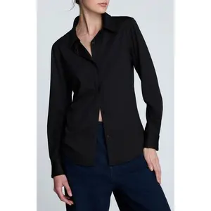 KENNETH COLE Knit Button-up Shirt - Black