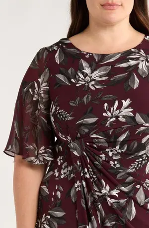 CONNECTED APPAREL Floral Flutter Sleeve Dress