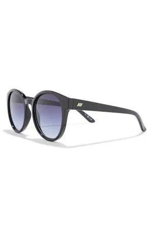 Le Specs Paramount 53mm Gradient Round Sunglasses - Black/smoke Grad