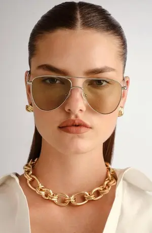 Le Specs The Duke 57mm Aviator Sunglasses - Silver