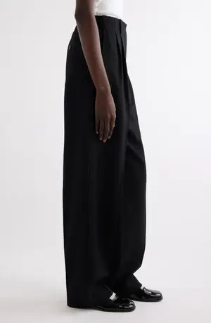 Givenchy Double Pleat Low Waist Wool Pants - Black