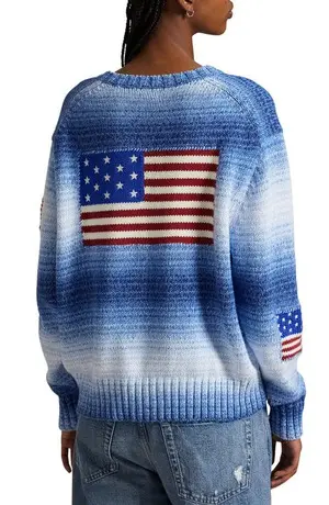 Polo Ralph Lauren Ombré Flag Cotton Crewneck Sweater