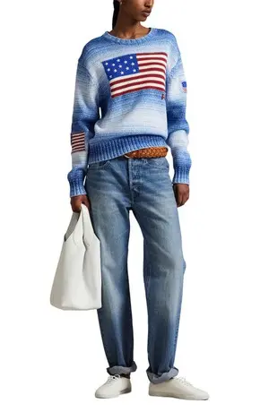 Polo Ralph Lauren Ombré Flag Cotton Crewneck Sweater