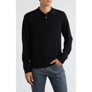 Paul Smith Long Sleeve Tipped Wool Polo Sweater - 79_black