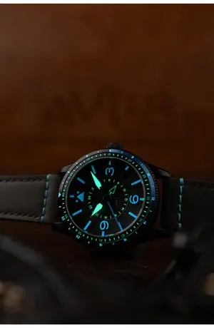 AVI-8 Flyboy Airmaster Gmt Leather Strap Watch - Grey