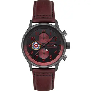 AVI-8 Hawker Hurricane Classic Chronograph Leather Strap Watch - Black/burgundy