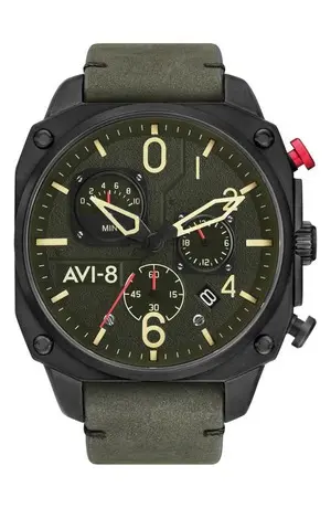 AVI-8 Hawker Hunter Retrograde Chronograph Strap Watch - Green