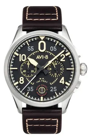 AVI-8 Spitfire Lock Midnight Oak Dial Chronograph Strap Watch
