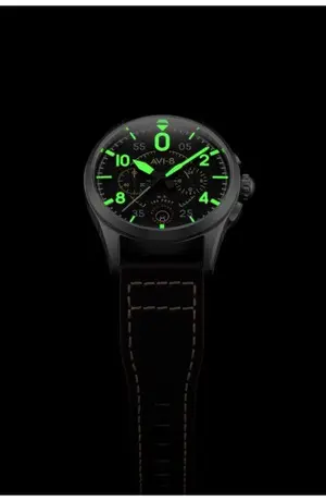 AVI-8 Spitfire Lock Midnight Oak Dial Chronograph Strap Watch