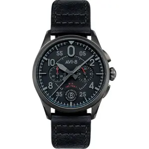 AVI-8 Spitfire Lock Slate Dial Chronograph Strap Watch - Black