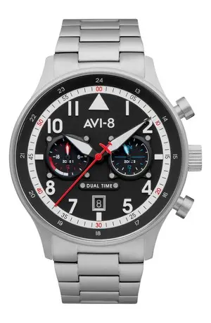AVI-8 Hawker Hurricane Chronograph Bracelet Watch - Black