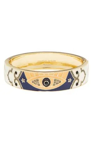 MARLYN SCHIFF Evil Eye Enamel Hinge Bracelet - Gold