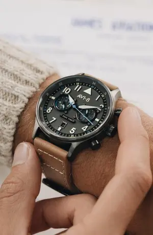 AVI-8 Hawker Hurricane Chronograph Leather Strap Watch