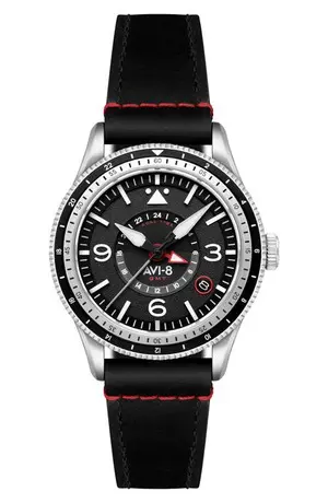 AVI-8 Flyboy Airmaster Gmt Strap Watch - Black