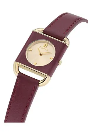 Furla Heritage Square Leather Strap Watch