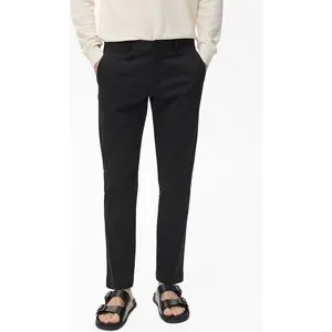 Mango Prato Crop Tapered Stretch Cotton Chinos - Black