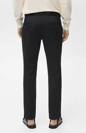 Mango Prato Crop Tapered Stretch Cotton Chinos - Black