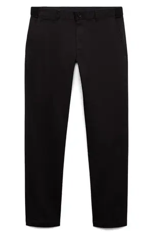Mango Prato Crop Tapered Stretch Cotton Chinos - Black