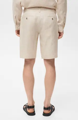 Mango Slim Fit Linen Bermuda Shorts