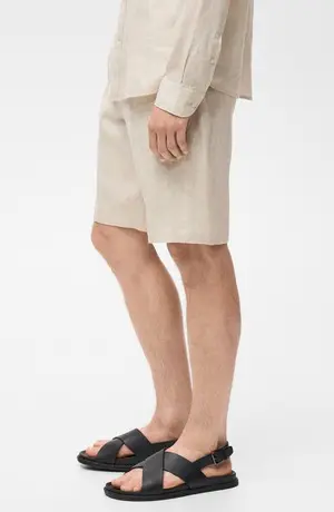 Mango Slim Fit Linen Bermuda Shorts