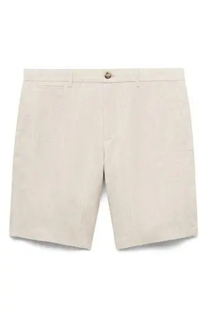 Mango Slim Fit Linen Bermuda Shorts