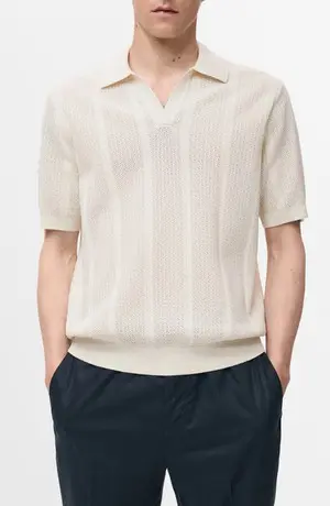 MANGO Openwork Cotton Blend Polo
