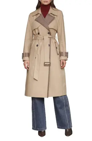 Avec Les Filles Pattern Block Trench Coat