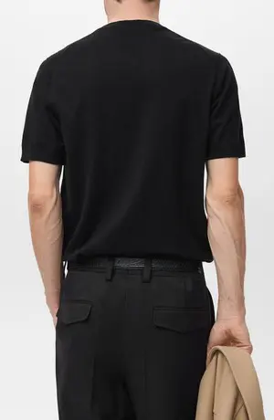 Mango Short Sleeve Cotton Crewneck Sweater